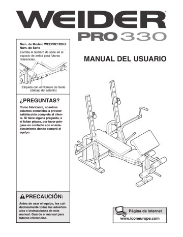 Manual WEIDER PRO 330: Guía de usuario | Manualzz