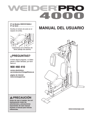 Manual Weider PRO 4000: Guía de Usuario | Manualzz