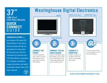 Westinghouse LVM-37w1 Quick Connect Guide | Manualzz