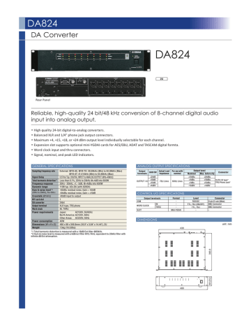 Yamaha DA824 Data Sheet | Manualzz