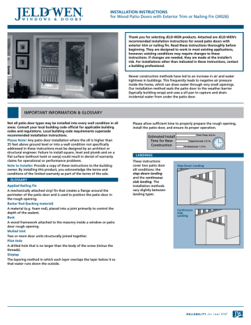 Jeld Wen Sliding Glass Door Installation Instructions - Glass Door Ideas