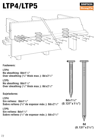 Simpson Strong-Tie LTP4 Tie LTP4, LTP5 Tie LTP5 product details | Manualzz