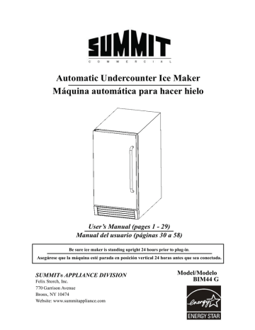 Summit Appliance BIM44G Use and Care Manual | Manualzz