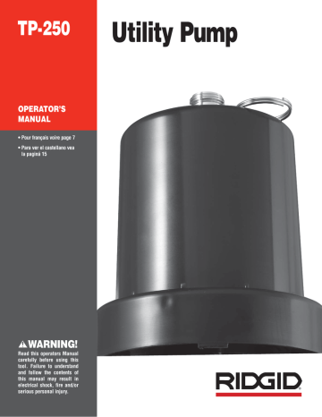 RIDGID TP-250, TP250, TP-250 1/4 HP Utility Pump Manual de usuario ...