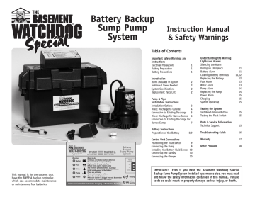 Basement Watchdog BWSP Instructions / Assembly | Manualzz