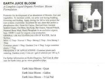 Earth Juice Liquid Organic Fertilizer Bloom | Manualzz