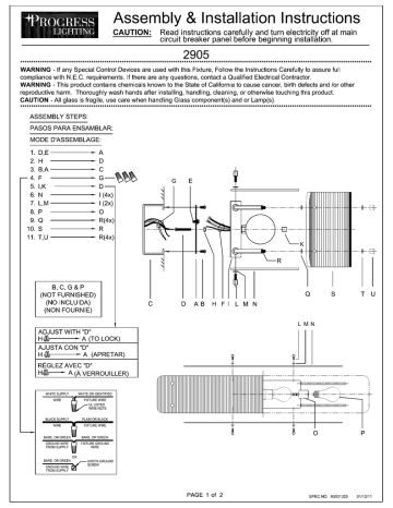 Progress Lighting P2905-09 Instructions / Assembly | Manualzz
