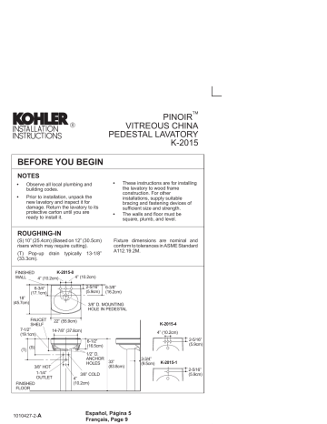 KOHLER K-2028-4-0 Installation Guide | Manualzz