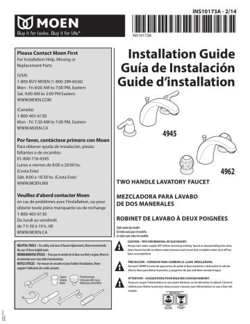 Moen 4945, 4962 Installation Guide | Manualzz