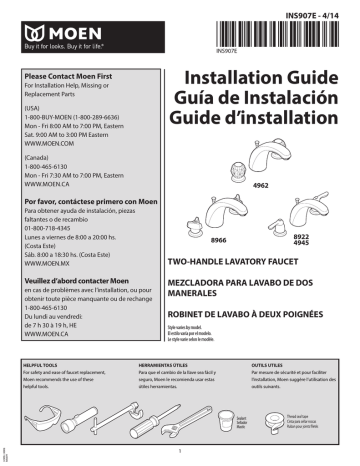 MOEN 8924 Installation Guide | Manualzz