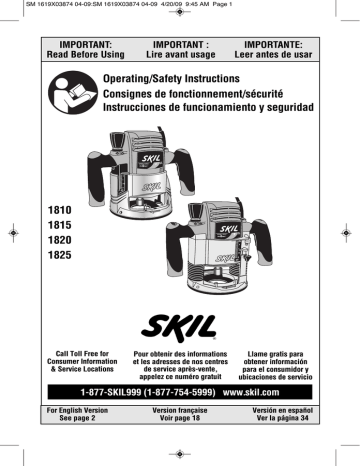 Skil 1810-RT Use and Care Manual | Manualzz