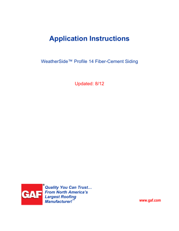 GAF 2251000WG Installation Guide | Manualzz