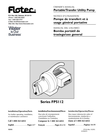 Flotec FP5112 Use and Care Manual | Manualzz