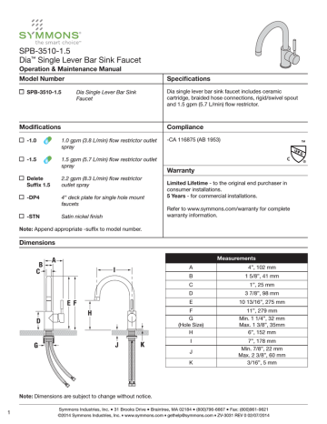Symmons SPB-3510 Installation Guide | Manualzz