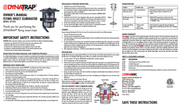 Dynatrap DT1200 Use and Care Manual | Manualzz
