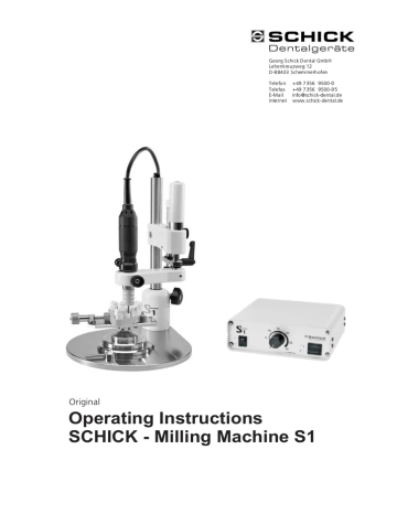 SCHICK Milling Machine S1 Operating Instructions | Manualzz