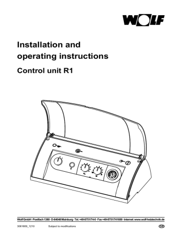 Wolf Control unit R1 Installation and operating instructions | Manualzz
