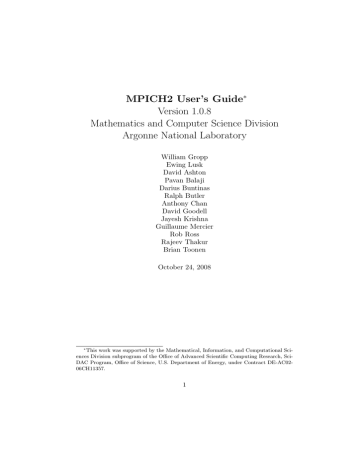 MPICH2 User’s Guide - MPI | Manualzz