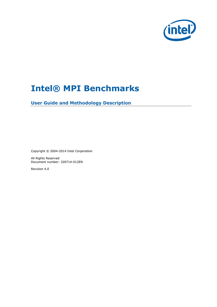 Intel® MPI Benchmarks User Guide and Methodology | Manualzz
