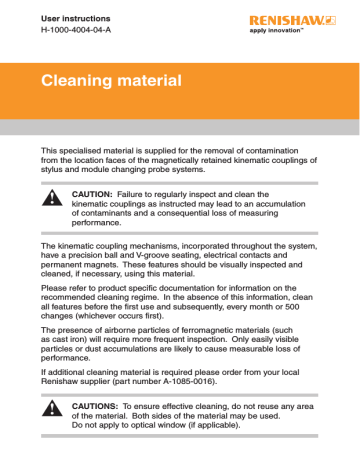 Renishaw TP200 cleaning User Guide | Manualzz