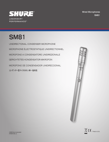 Shure SM 81 Unidirectional Condenser Microphone User Guide | Manualzz