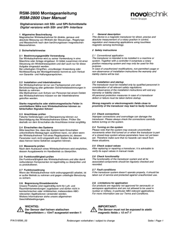 Novotechnik RSM 2800 Multiturn Digital User Manual | Manualzz