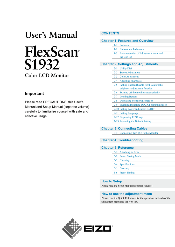 Eizo FLEXSCAN S1932 Owner Manual | Manualzz