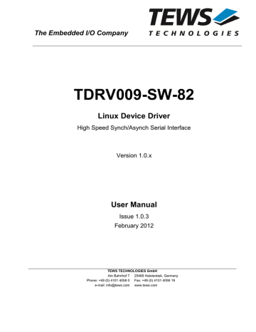 TEWS TDRV009 User Manual | Manualzz