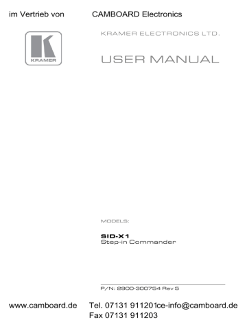 Kramer Step-in Commander SID-X1 User Manual | Manualzz