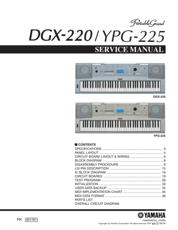 Yamaha DGX 220, YPG 225 Service Manual | Manualzz