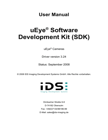 IDS uEye Software Development Kit V3.24 User Manual | Manualzz