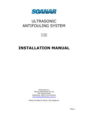Soanar Ultrasonic Antifouling System YS-5600, YS-5602 Installation ...
