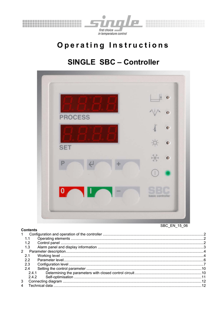 Operating Instructions SINGLE SBC – Controller | Manualzz