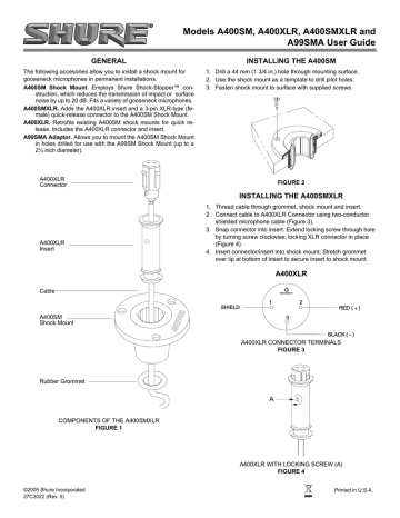 Shure A400-A99 Shock Mount User guide | Manualzz
