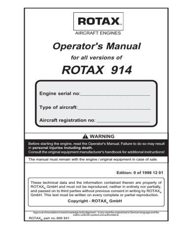 ROTAX 914 F, 914 UL Operator's Manual | Manualzz