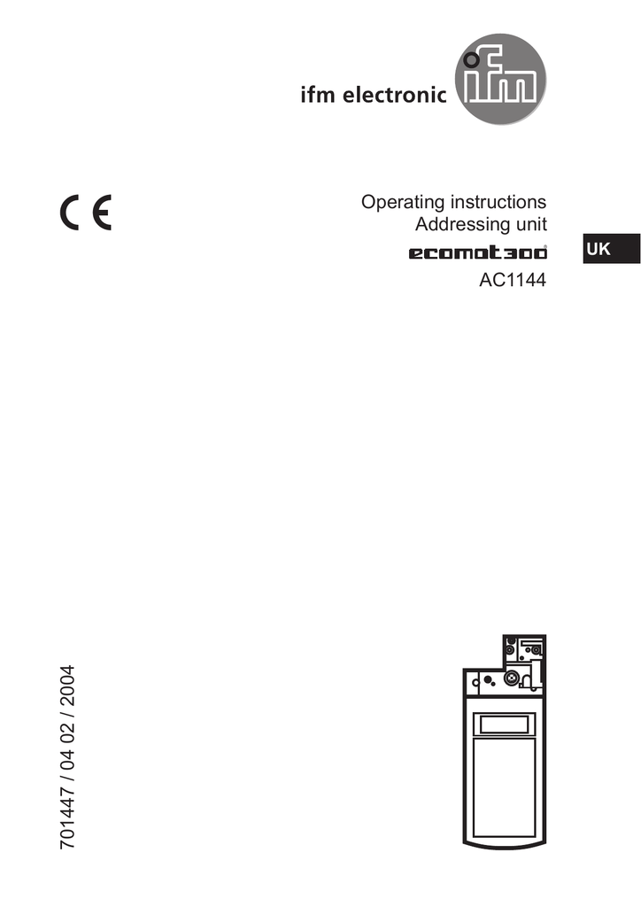 IFM AC1144 AS-Interface addressing unit Operating Instructions | Manualzz