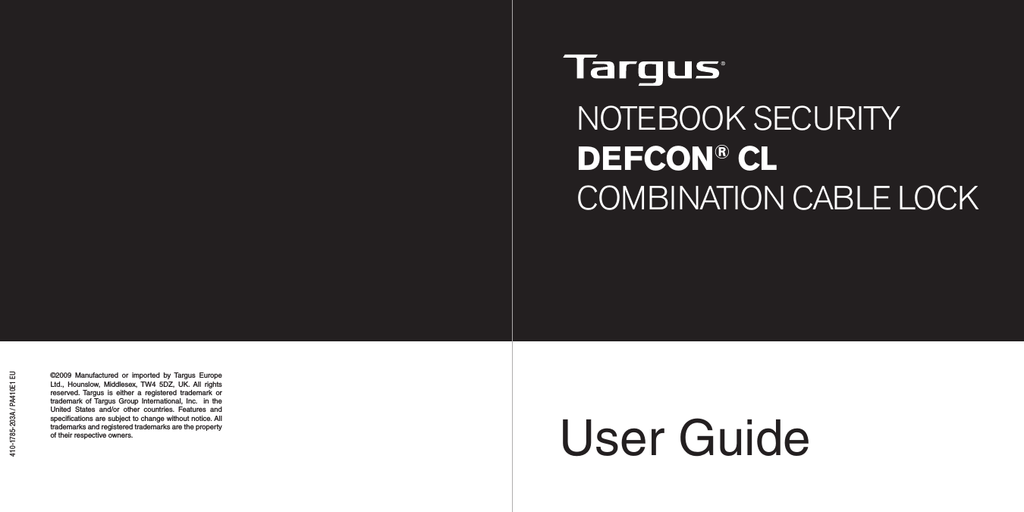 Targus PA410E DEFCON® CL User Guide | Manualzz