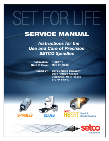 SETCO Precision Spindles Service Manual | Manualzz