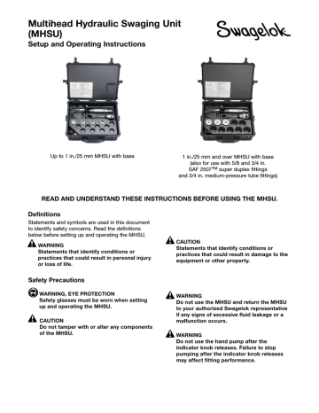 Multihead Hydraulic Swaging Unit MHSU Instructions | Manualzz