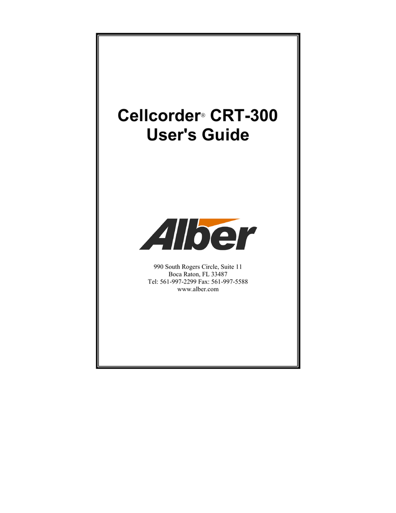 Alber Cellcorder CRT-300 User guide | Manualzz
