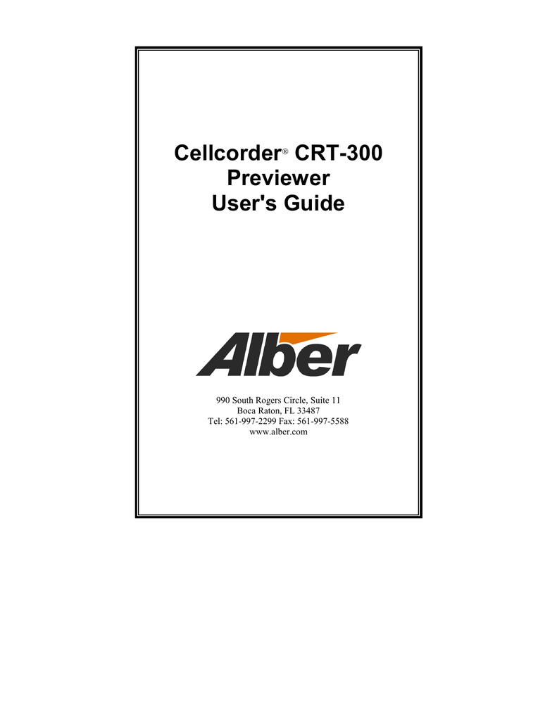 Alber Cellcorder CRT-300 Previewer User guide | Manualzz