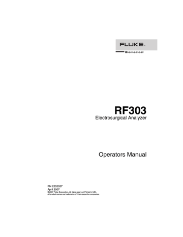 Fluke rf303 Owner's Manual | Manualzz