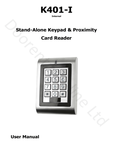 Doorentry K401-I Keypad and proximity card reader User Manual | Manualzz