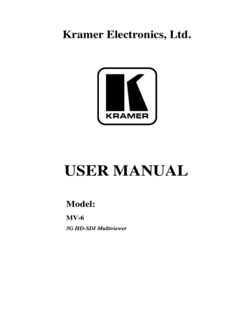 Kramer MV-6 Multiviewer User Manual | Manualzz