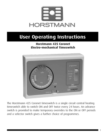 Horstmann 425 Coronet Time Switch User guide | Manualzz