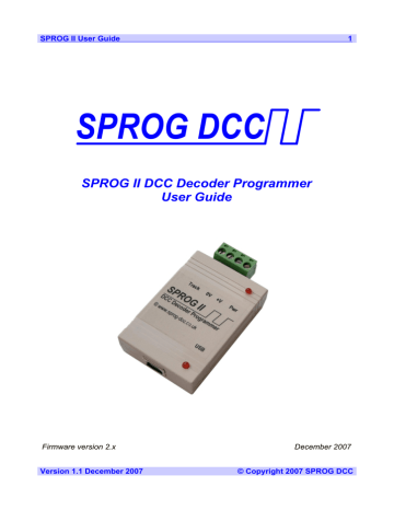SPROG II DCC Decoder Programmer User Guide | Manualzz
