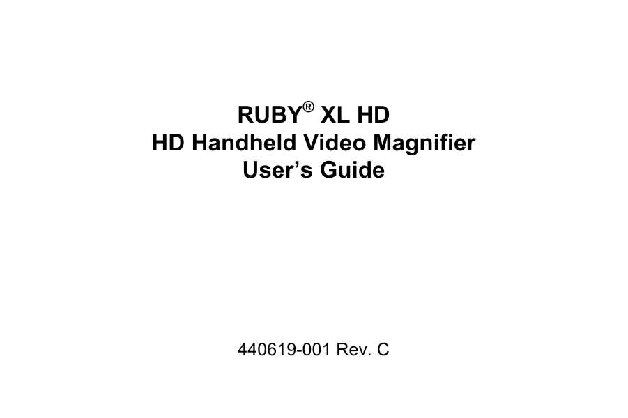 Ruby XL HD HD Handheld Video Magnifier User manual | Manualzz