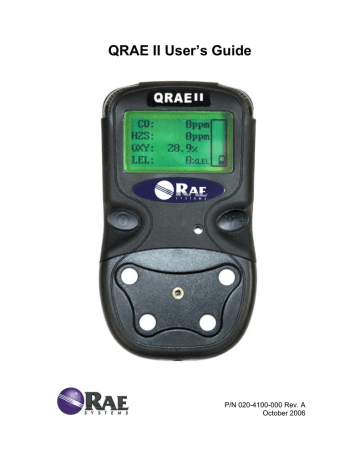 QRAE II Multi-gas monitor User's Guide | Manualzz