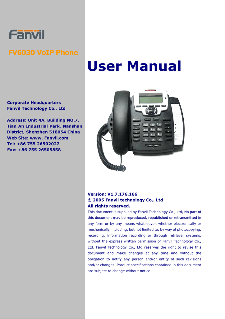Fanvil FV6030 User manual | Manualzz