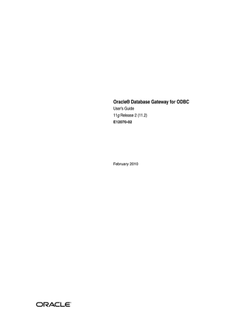 Oracle Database Gateway for ODBC 11g Release 2 (11.2) User's Guide ...